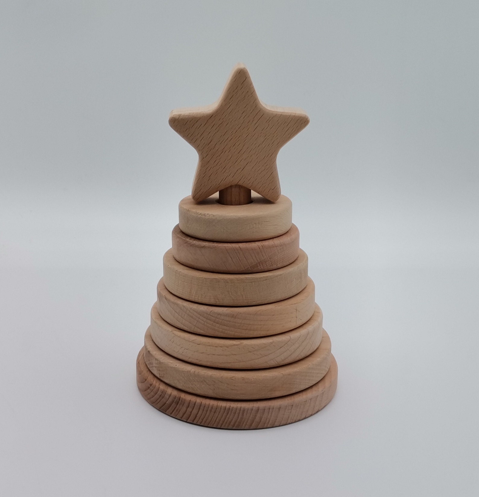 Wooden Sorting and Stacking Tower With Star|toddler Educational Pyramid ...