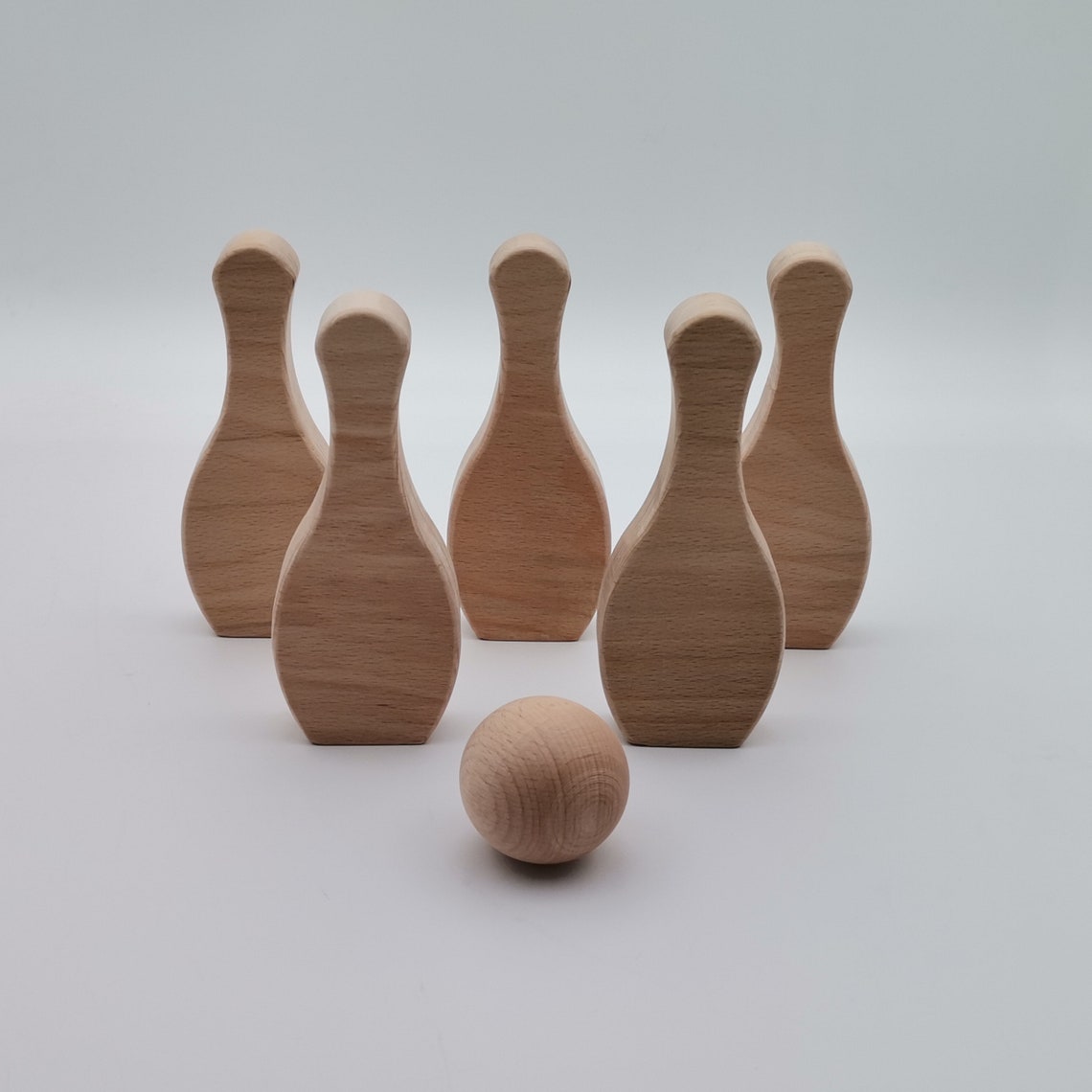 Wooden Bowling Set for Kidsnatural Wood Toy for - Etsy