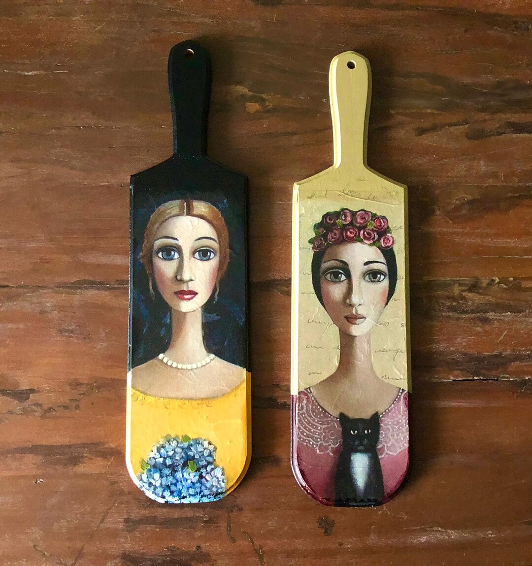 Set of 2 Hand Painted Boards|wooden Decor|custom Wall Decor|acrylic ...