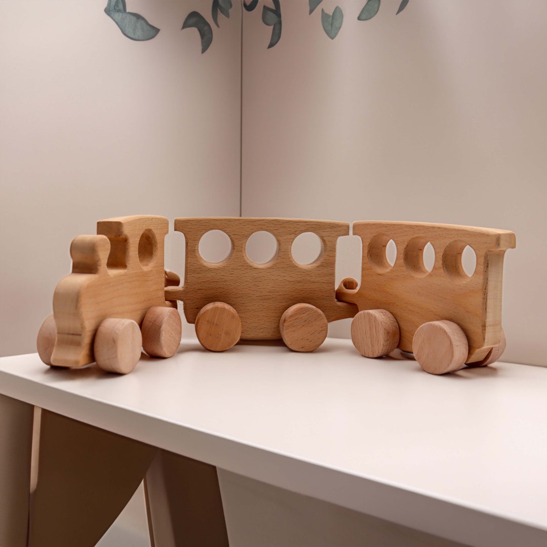 Natural Wood Train Set|montessori-inspired Train Set|adventurous Wooden ...
