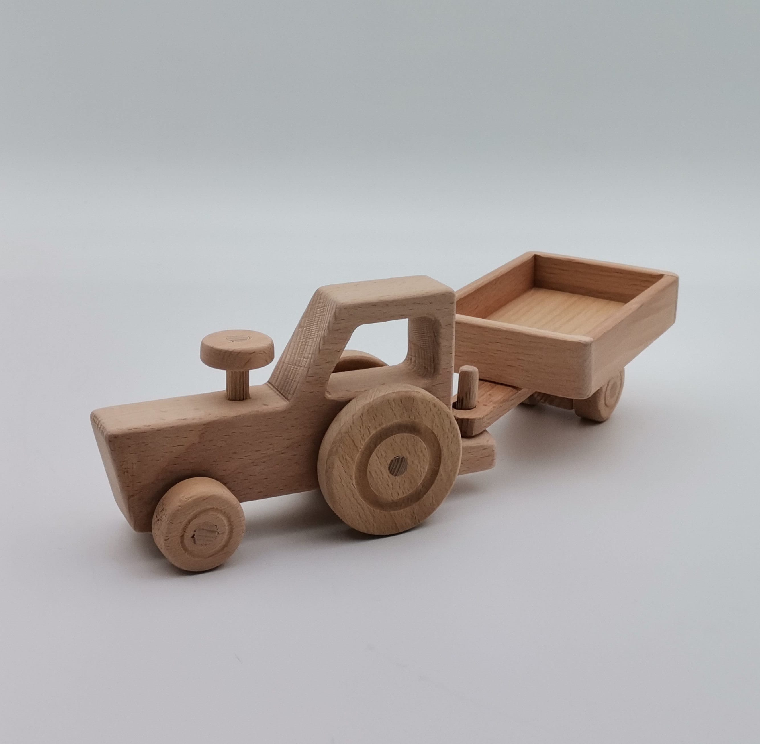 Wooden Tractor Toy With Trailerfarm Vehicle Settoddler Push - Etsy