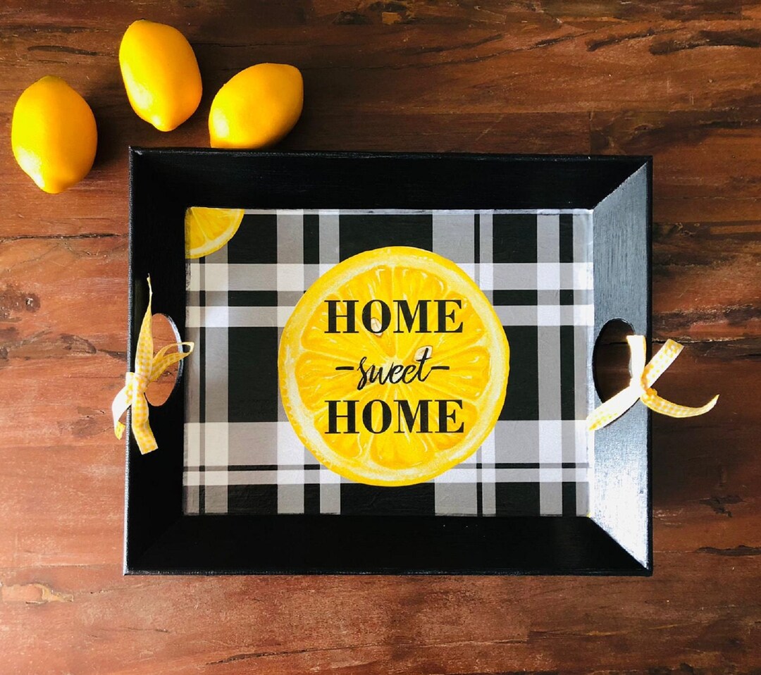 Home Sweet Home Trayhand Painted Wooden Traylemon Tray Decorserving ...