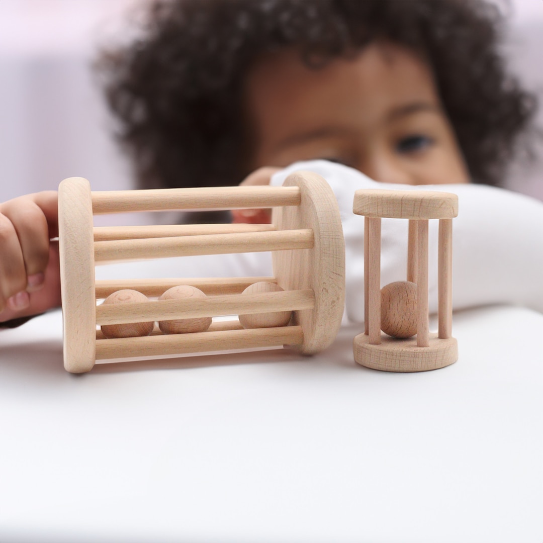 Natural Wooden Ball Cylinder|baby Rattle Toy|kids Bell Cylinder ...
