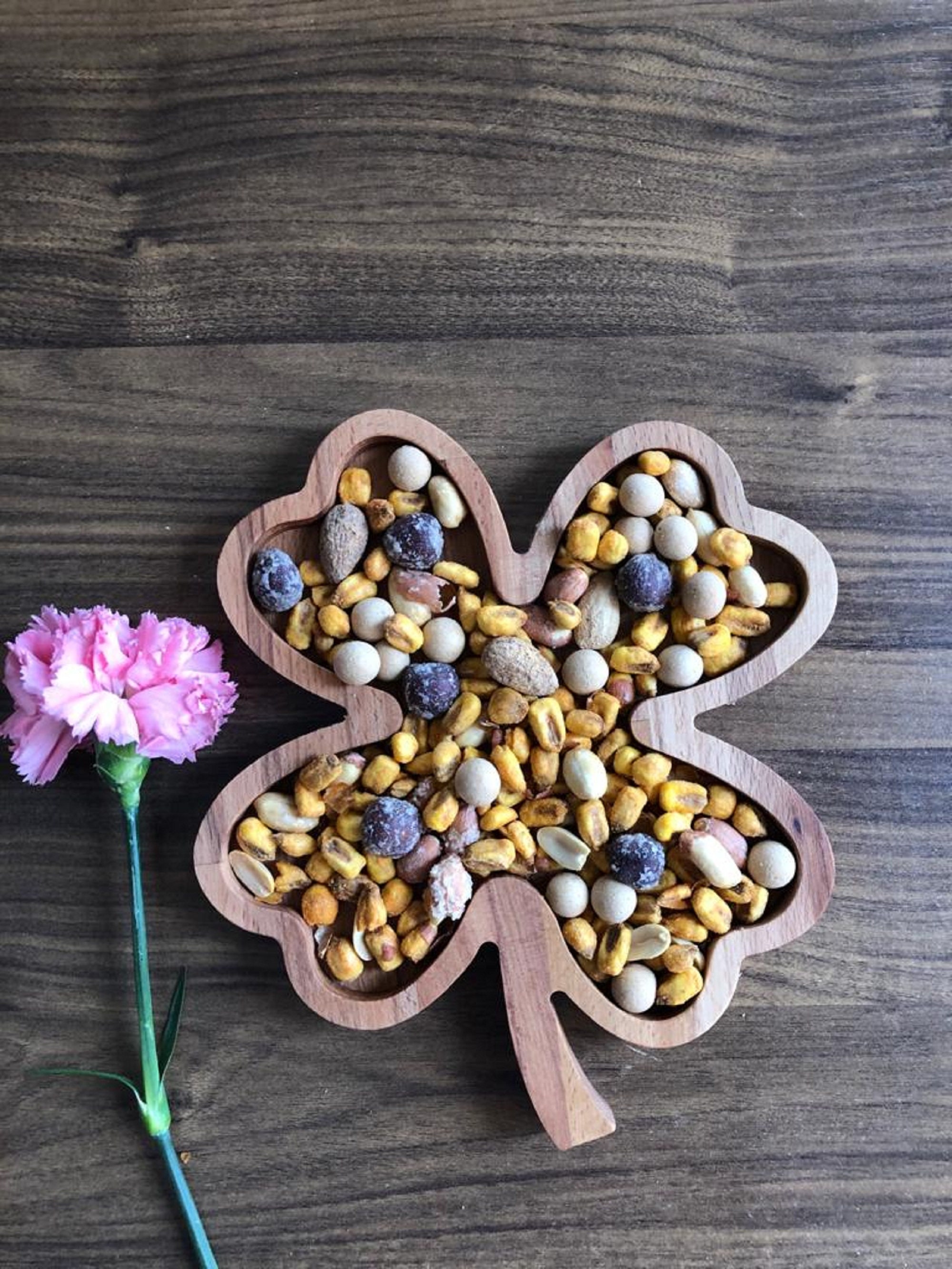 Wooden Clover Snack Plate|decorative Beech Wood Serve Plate|natural Nut ...