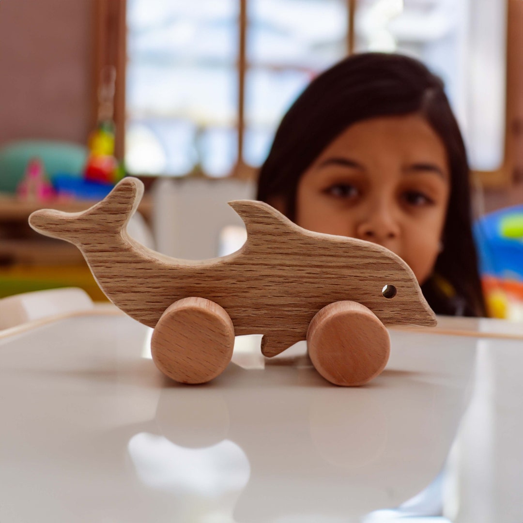 Set of 2 Wooden Dolphins|ocean-themed Fun Toy|waldorf Animal Toy ...