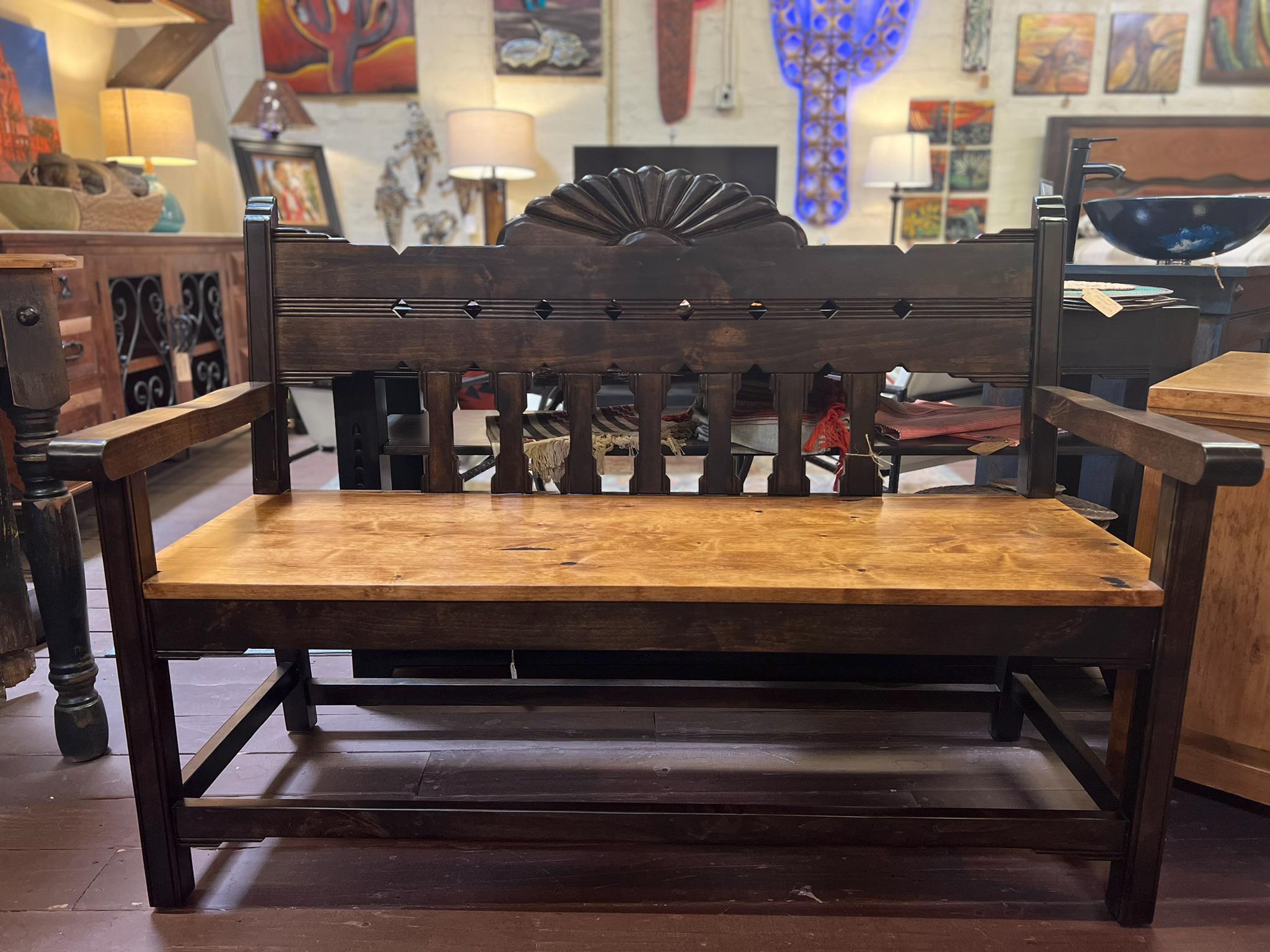 Handmade Rustic Style Bench. Dark and Medium Walnut Wood. Unique and ...