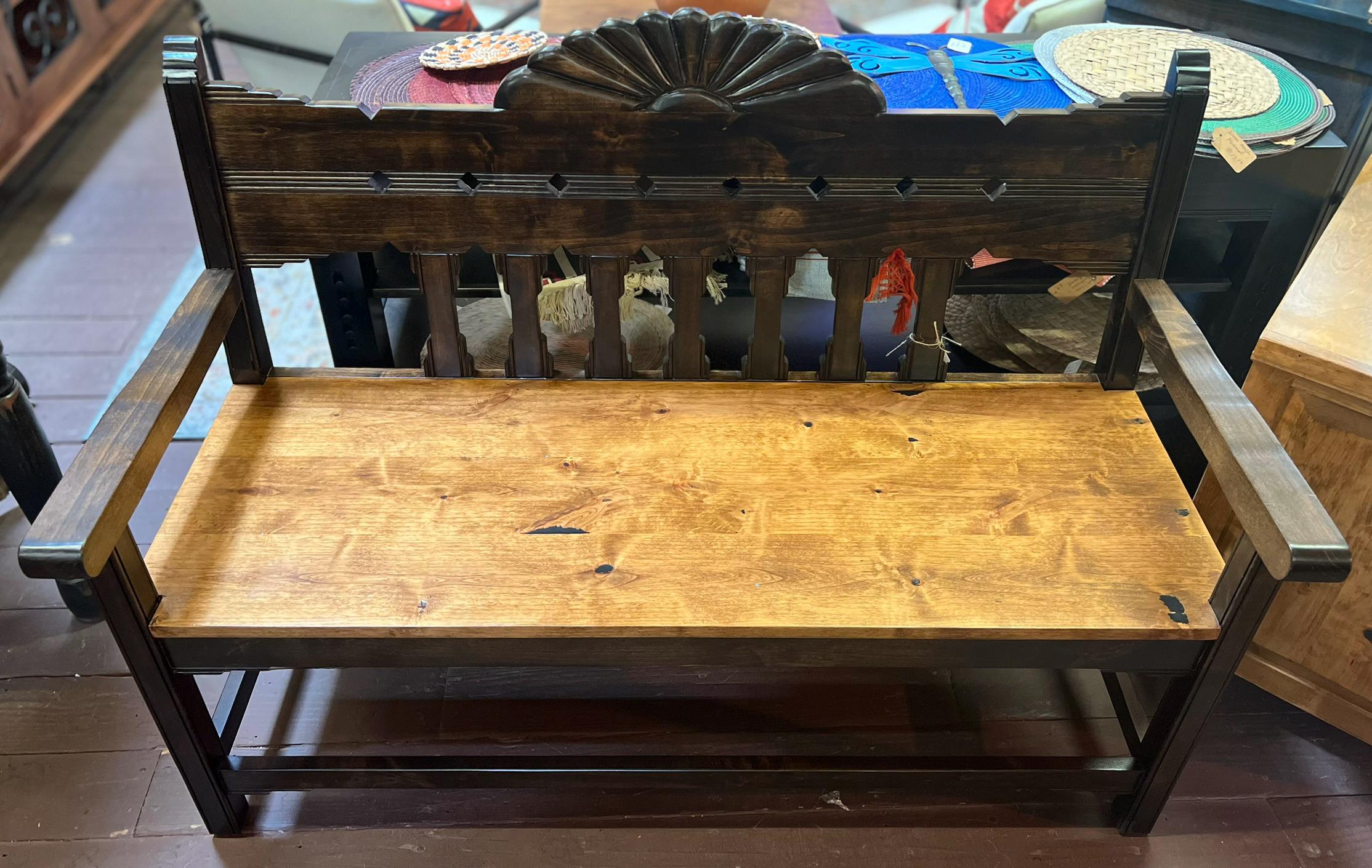 Handmade Rustic Style Bench. Dark and Medium Walnut Wood. Unique and ...