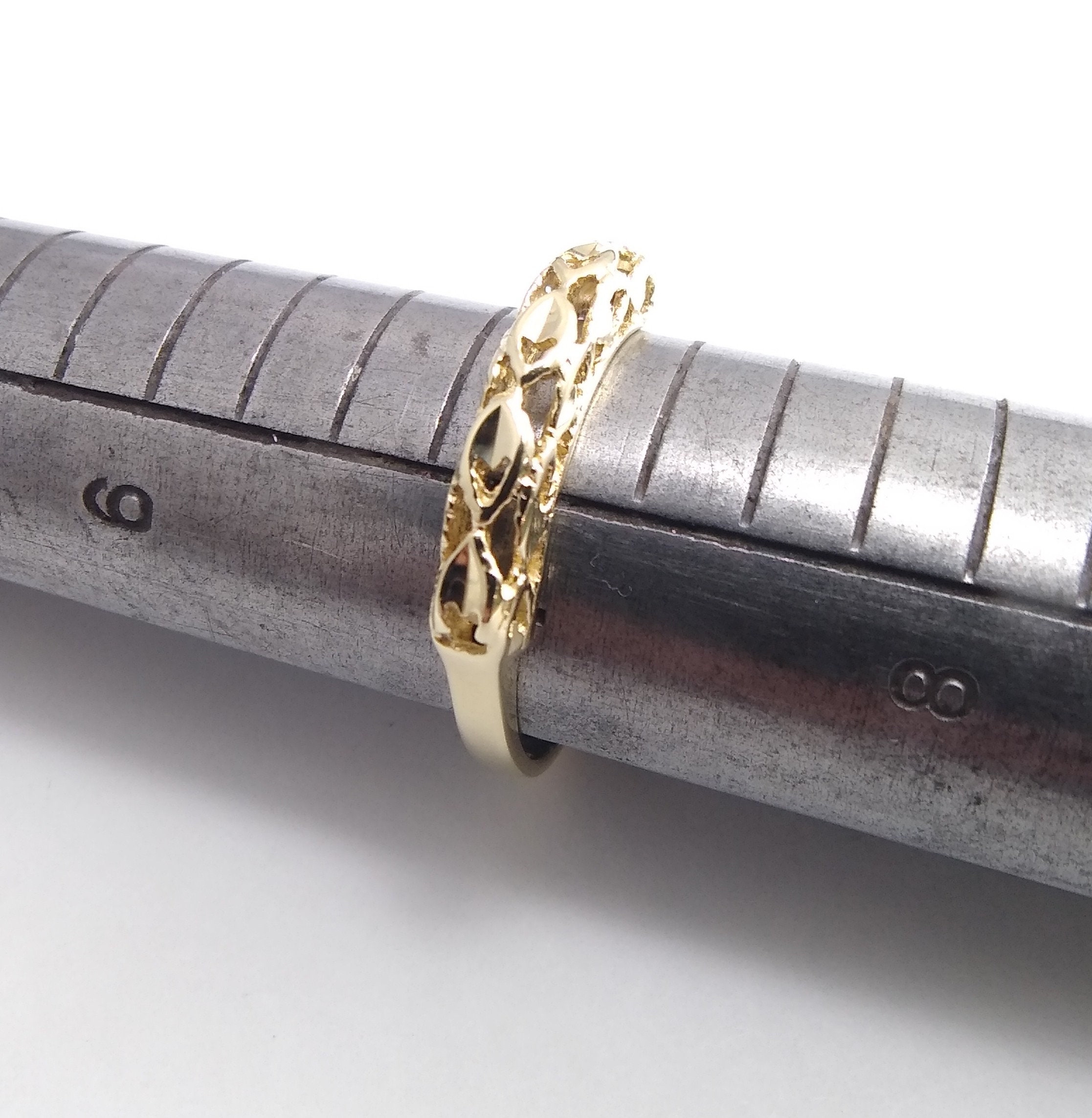 14K Yellow Gold Estate Open Weave Ring - Etsy