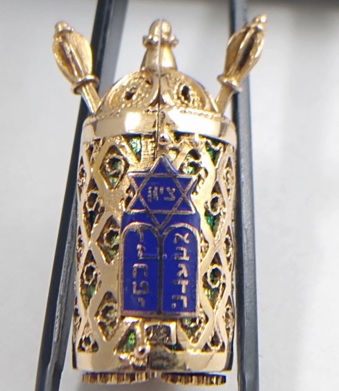 14K Yellow Gold Enameled Vintage Torah Scroll Case Locket - Etsy