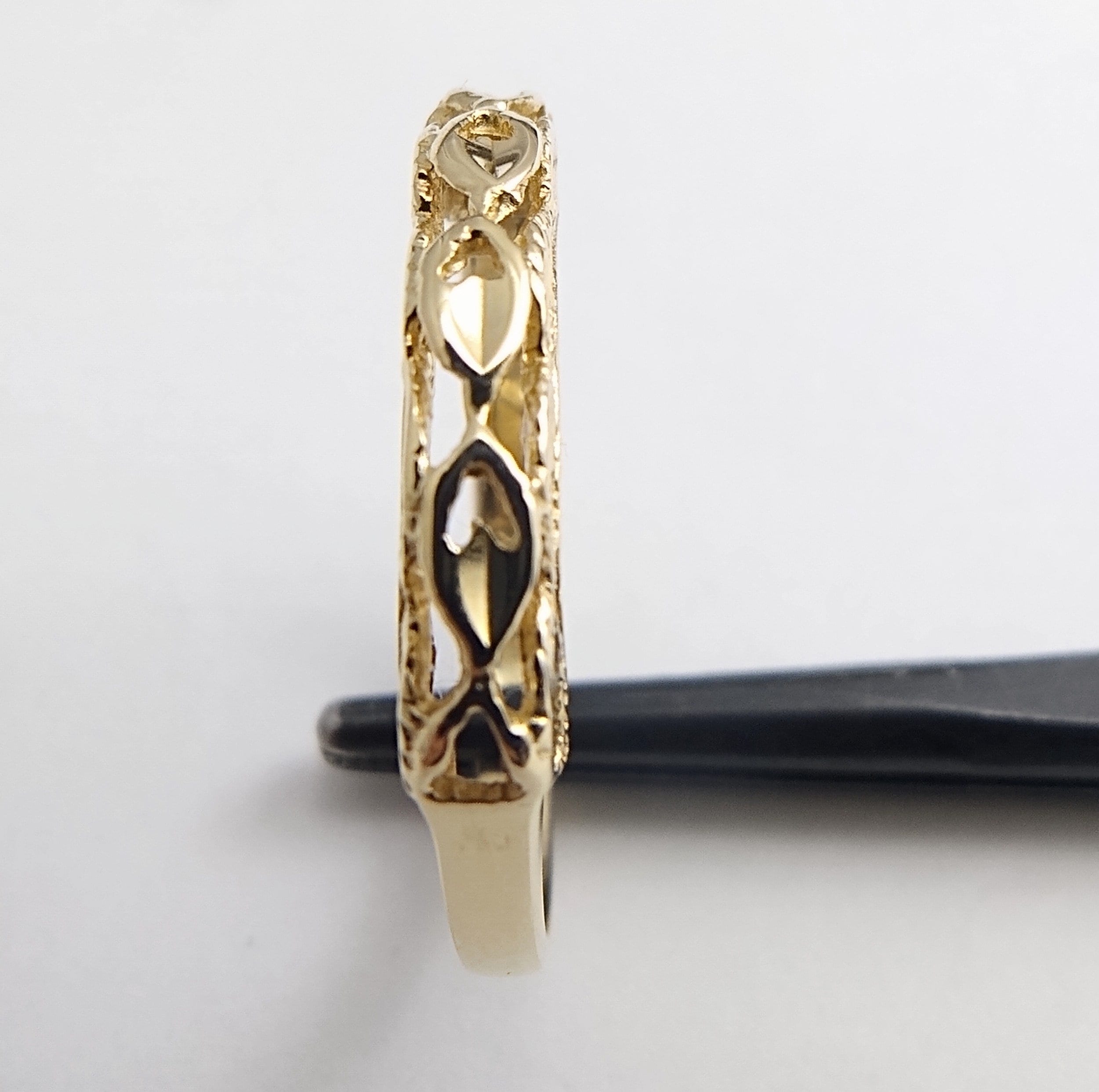 14K Yellow Gold Estate Open Weave Ring - Etsy