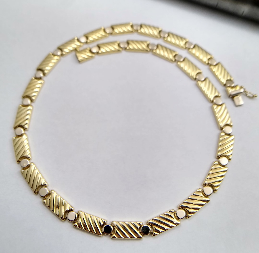 14K Yellow Gold Vintage Articulated Fluted Collar Necklace - Etsy