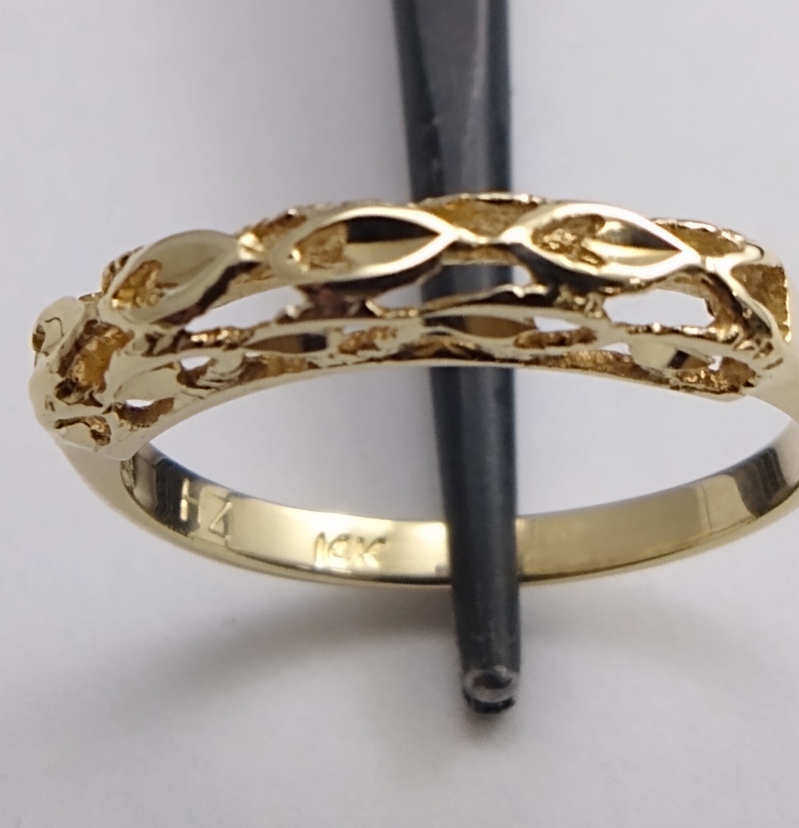 14K Yellow Gold Estate Open Weave Ring - Etsy