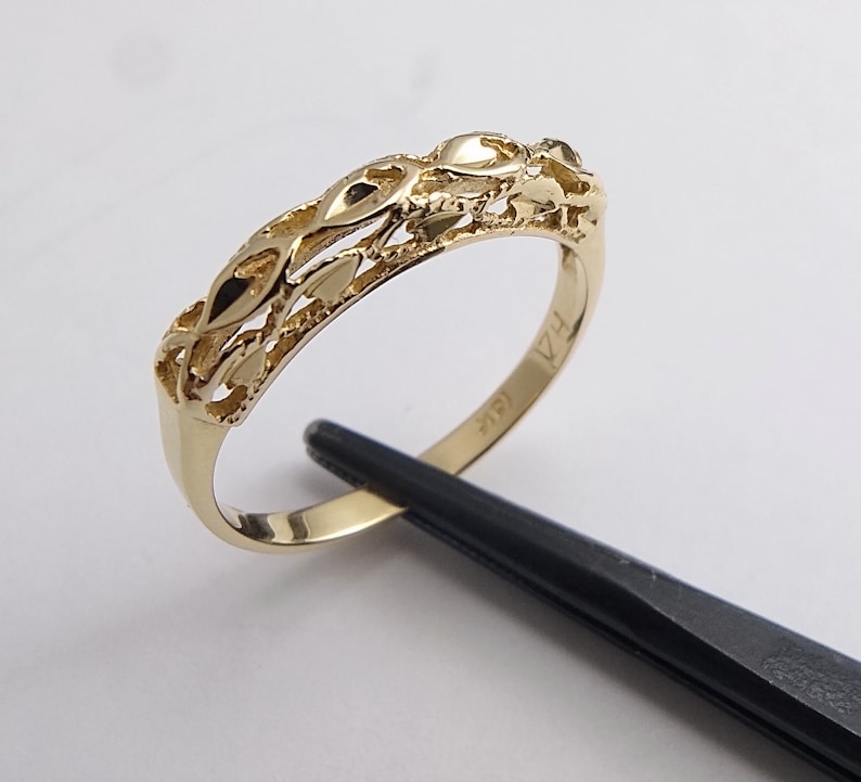 14K Yellow Gold Estate Open Weave Ring - Etsy