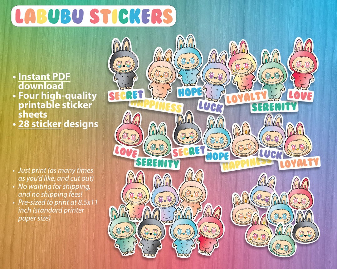 LABUBU Stickers – Printable PDF Sticker Set | Big Into Energy Stickers ...