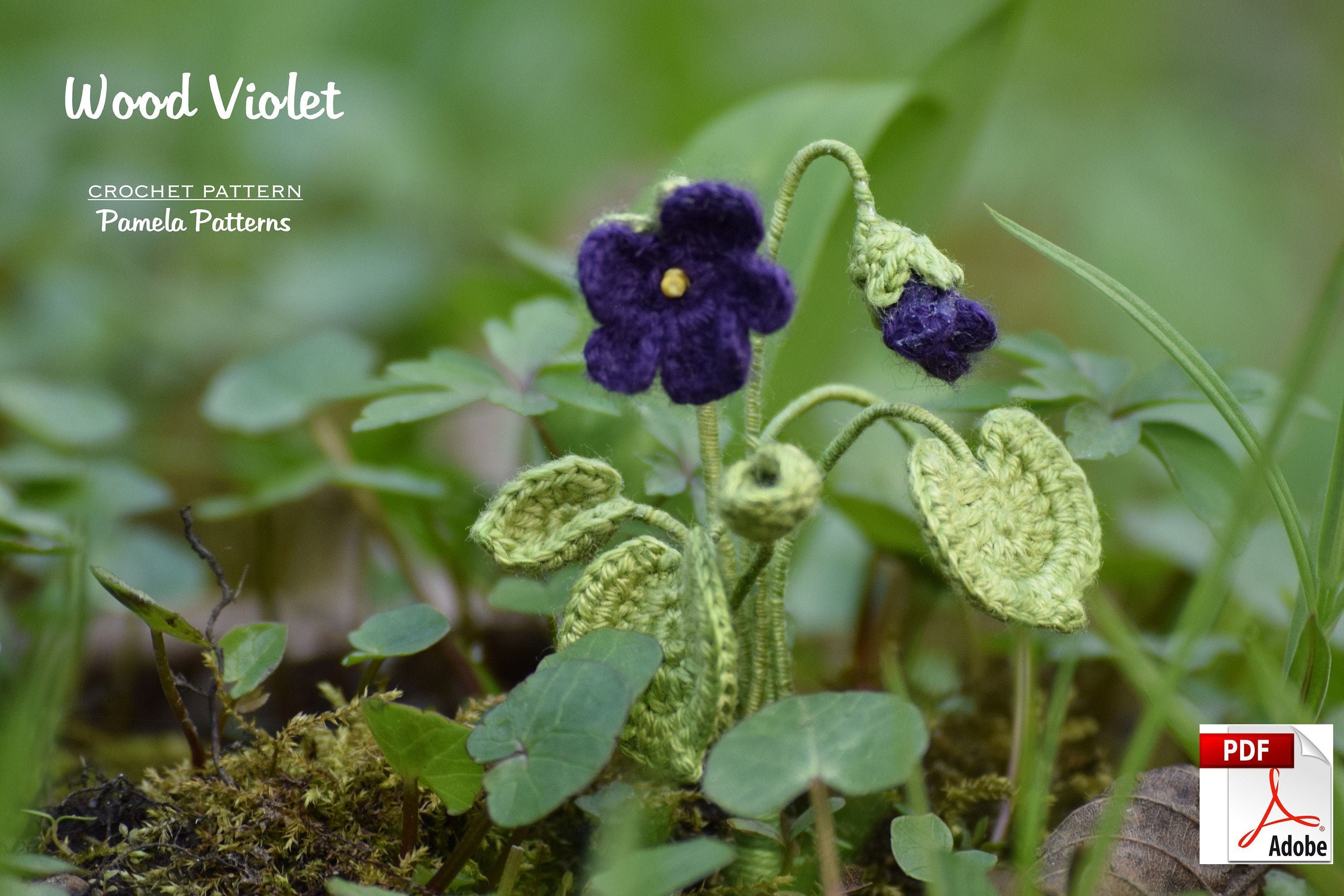 Crochet Wood Violet SweetViolet Crochet Flower Pattern | Etsy