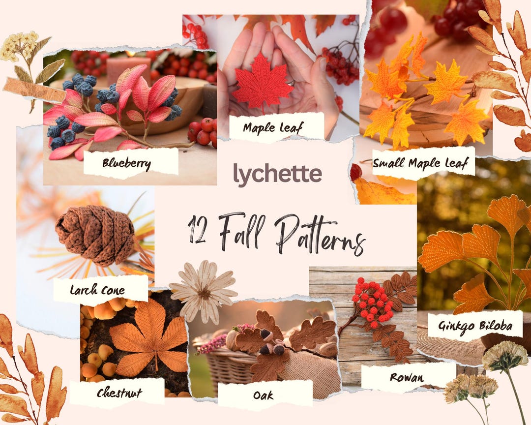 Fall Autumn Crochet Plants, Flowers, Leaves - 12 Crochet Patterns - Etsy