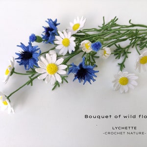 Crochet Flower Pattern for Bouquet of Wild Flowers (poppy, Cornflower ...