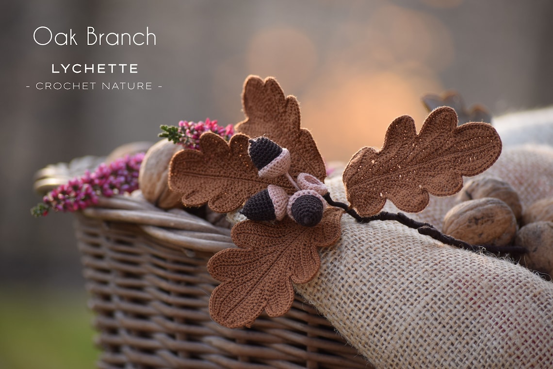 Oak Branch Crochet Pattern - Crochet Pattern for Oak Leaf and Acorn ...