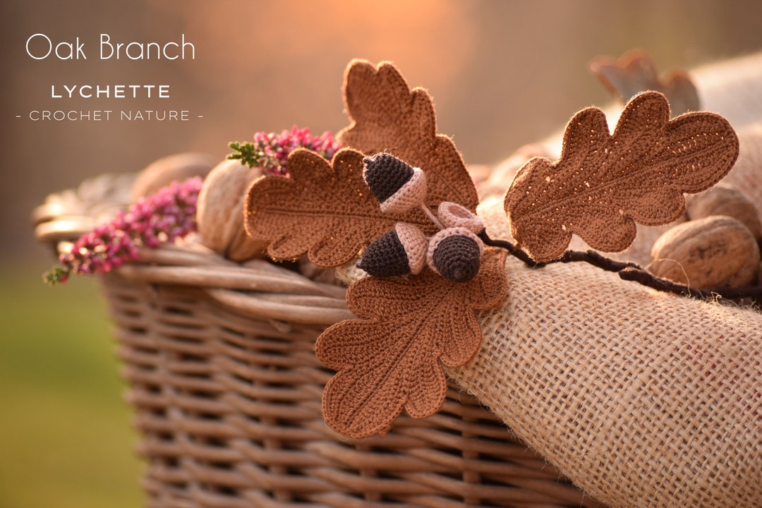 Oak Branch Crochet Pattern - Crochet Pattern for Oak Leaf and Acorn ...