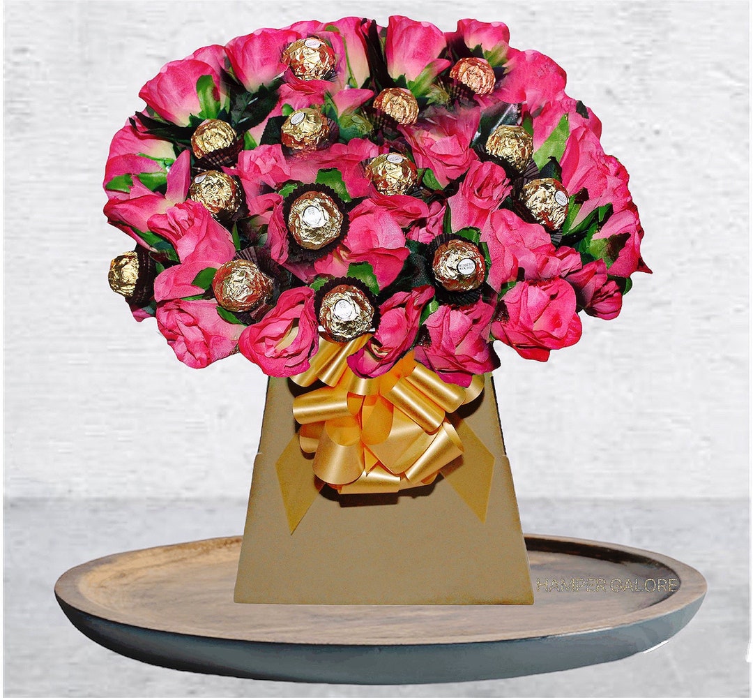 Chocolate Bouquet Christmas Pink Hamper Personalised Gift Box Blue Red ...