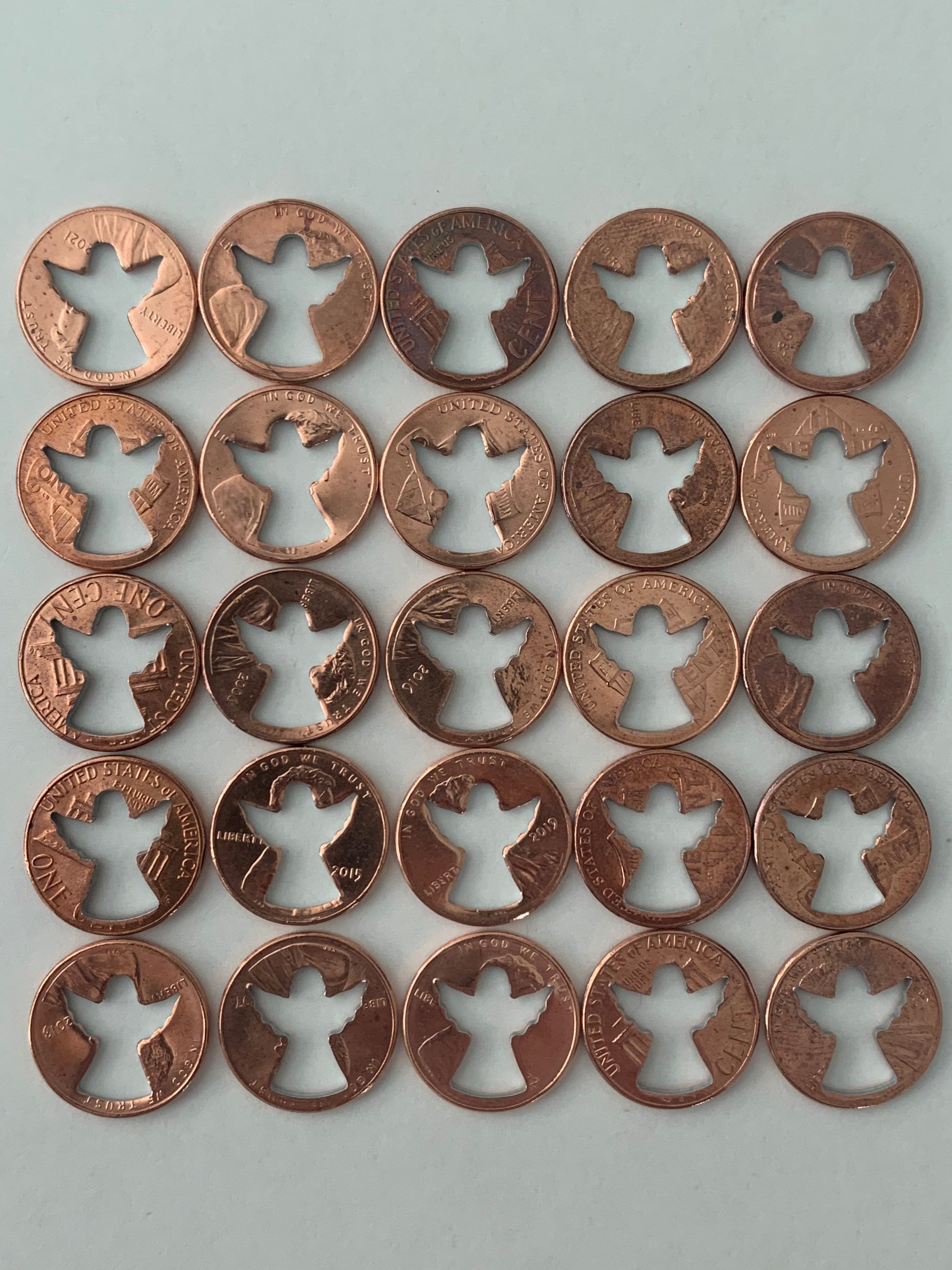 25 Angel Cut Pennies With Angel Cut Out Penny Pennys From Heaven Lucky ...