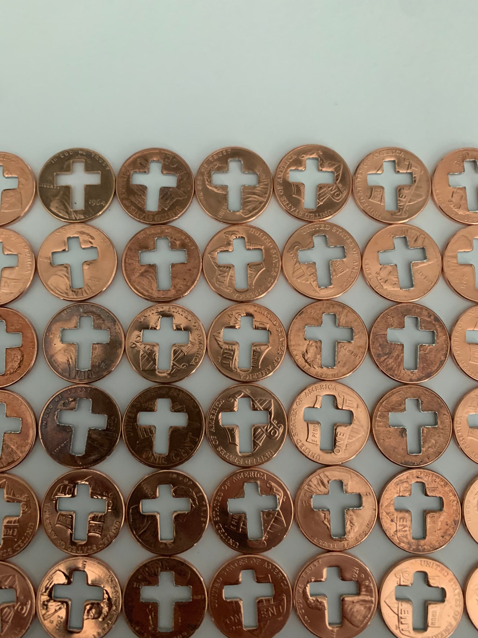 50 Cross Cut Pennies With Cross Cut Out Penny Pennys From - Etsy