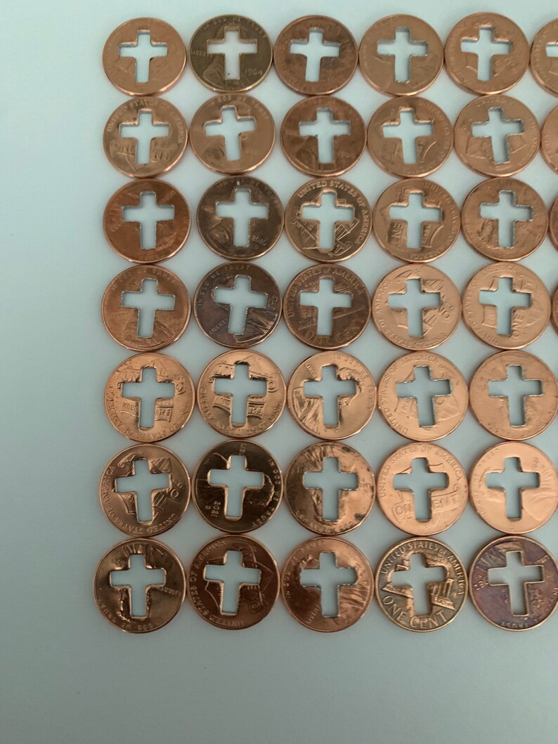50 Cross Cut Pennies With Cross Cut Out Penny Pennys From - Etsy