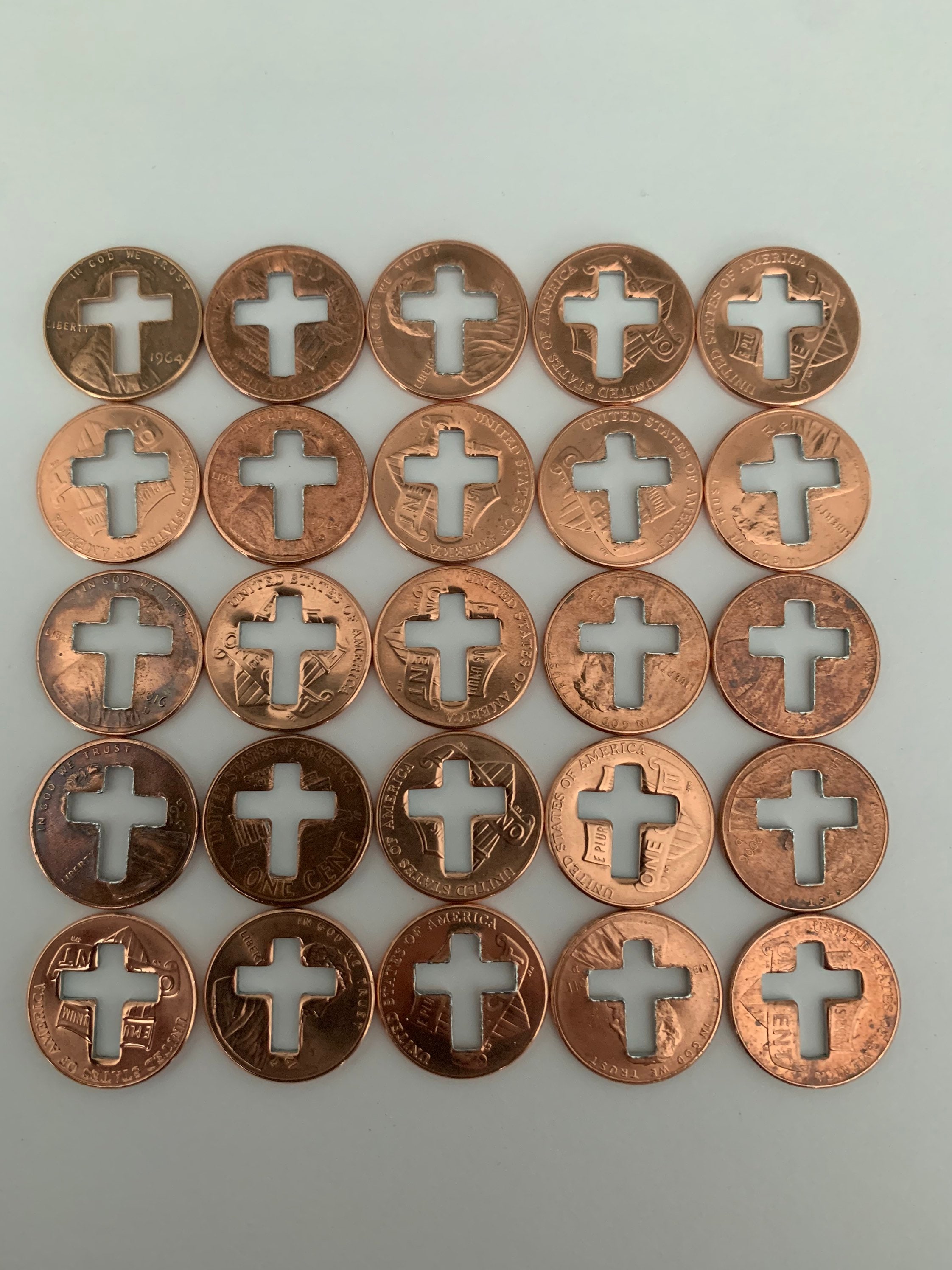 25 Cross Cut Pennies With Cross Cut Out Penny Pennys From Heaven Lucky ...