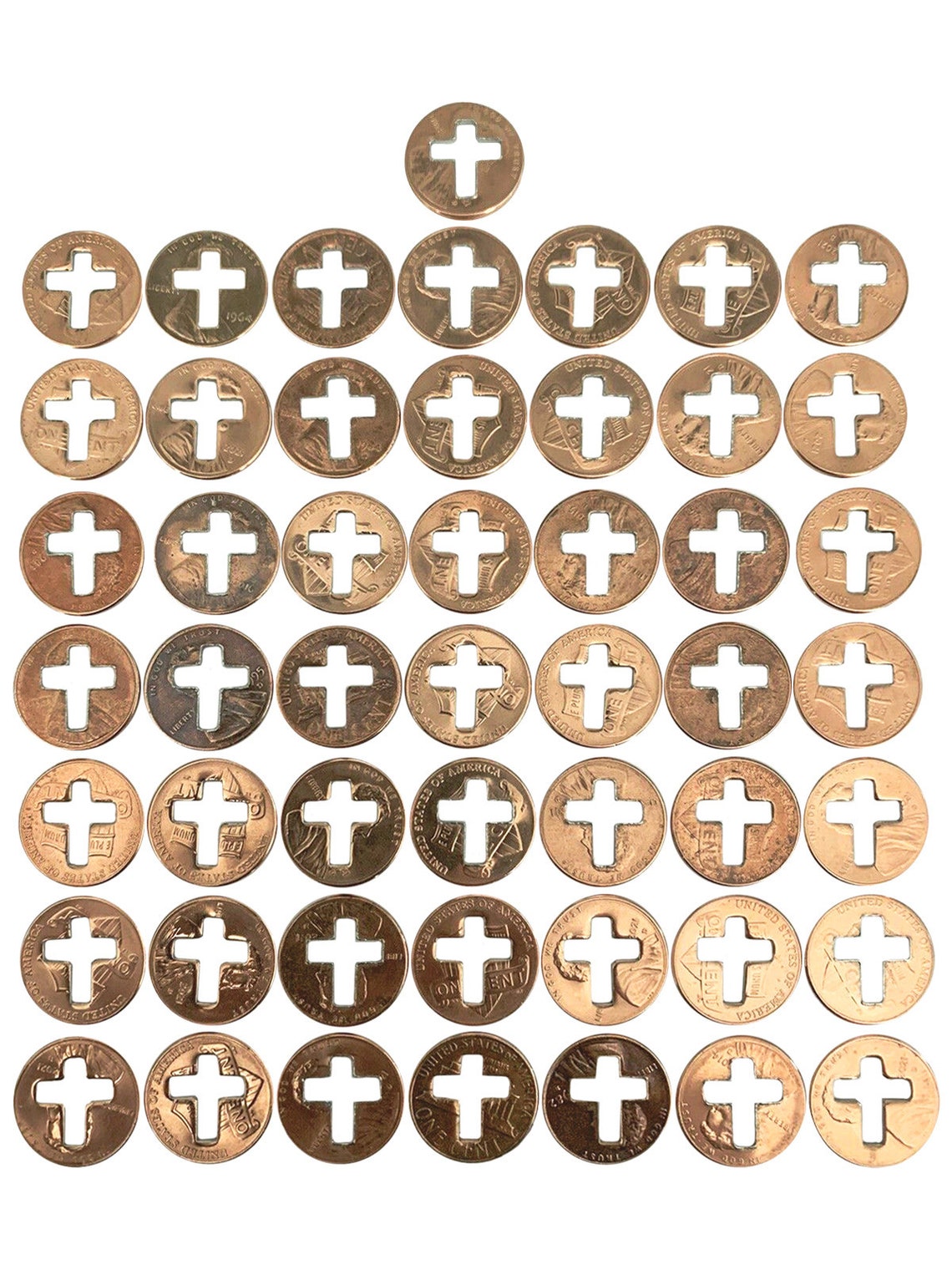 50 Cross Cut Pennies With Cross Cut Out Penny Pennys From - Etsy