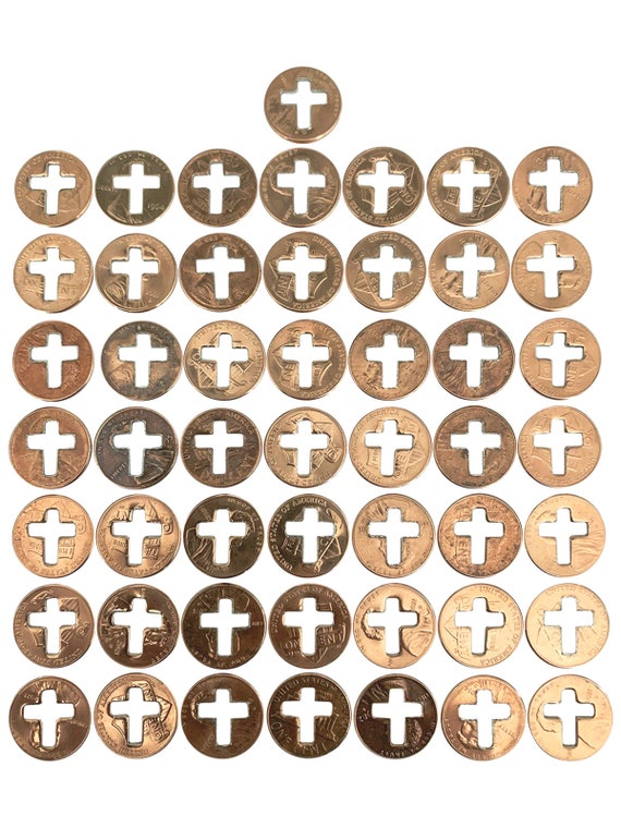 50 Cross Cut Pennies With Cross Cut Out Penny Pennys From - Etsy