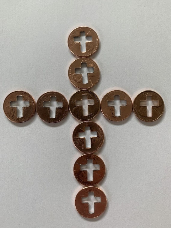 10 Cross Cut Pennies With Cross Cut Out Penny Pennys From - Etsy