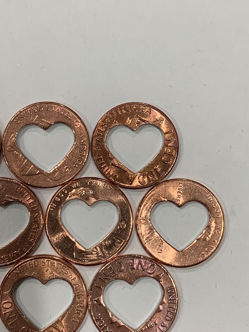 10 Heart Cut Pennies With Heart Cut Out Penny Pennys From Heaven Lucky ...