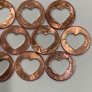 10 Heart Cut Pennies With Heart Cut Out Penny Pennys From Heaven Lucky ...