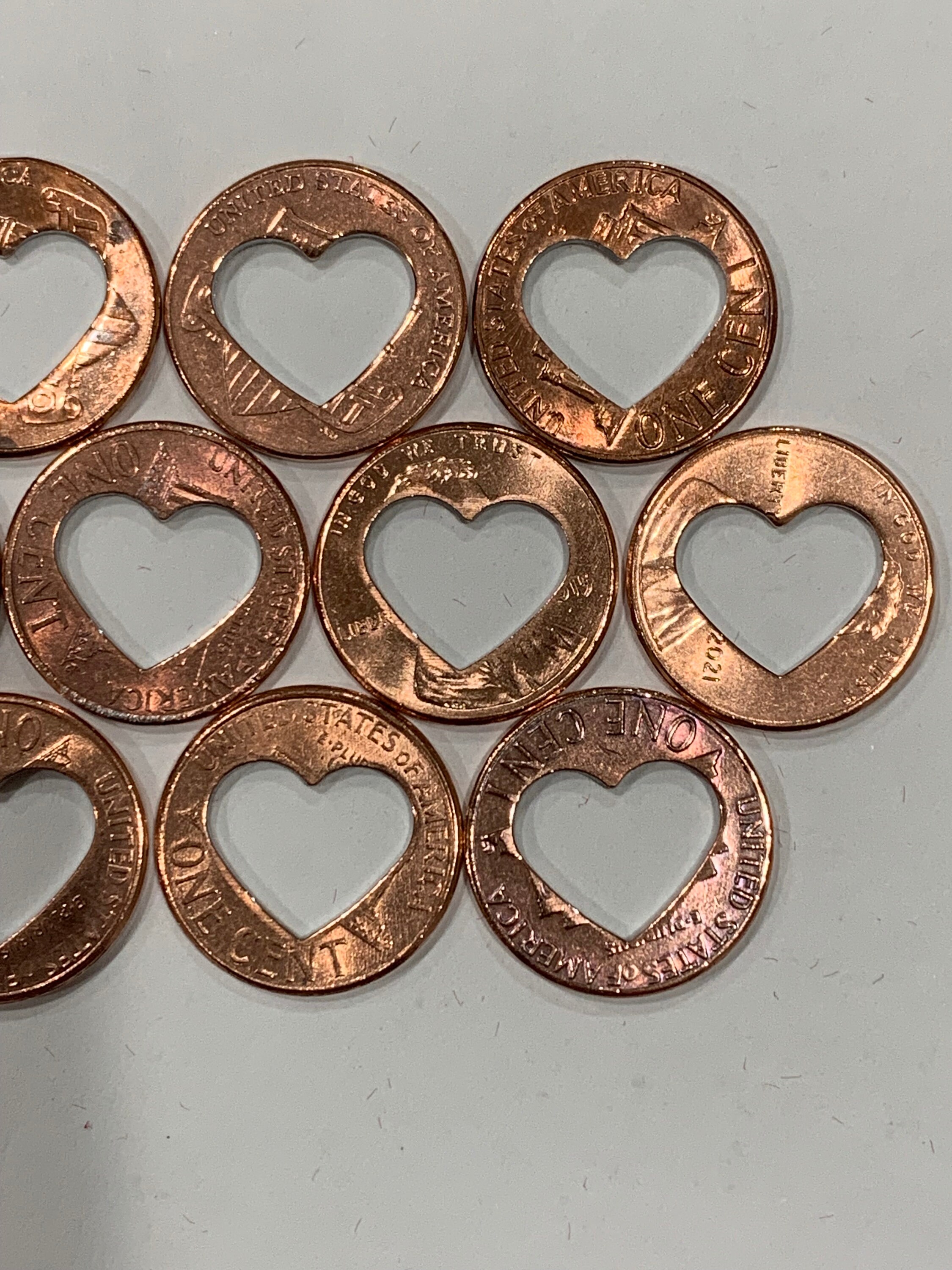 10 Heart Cut Pennies With Heart Cut Out Penny Pennys From Heaven Lucky ...