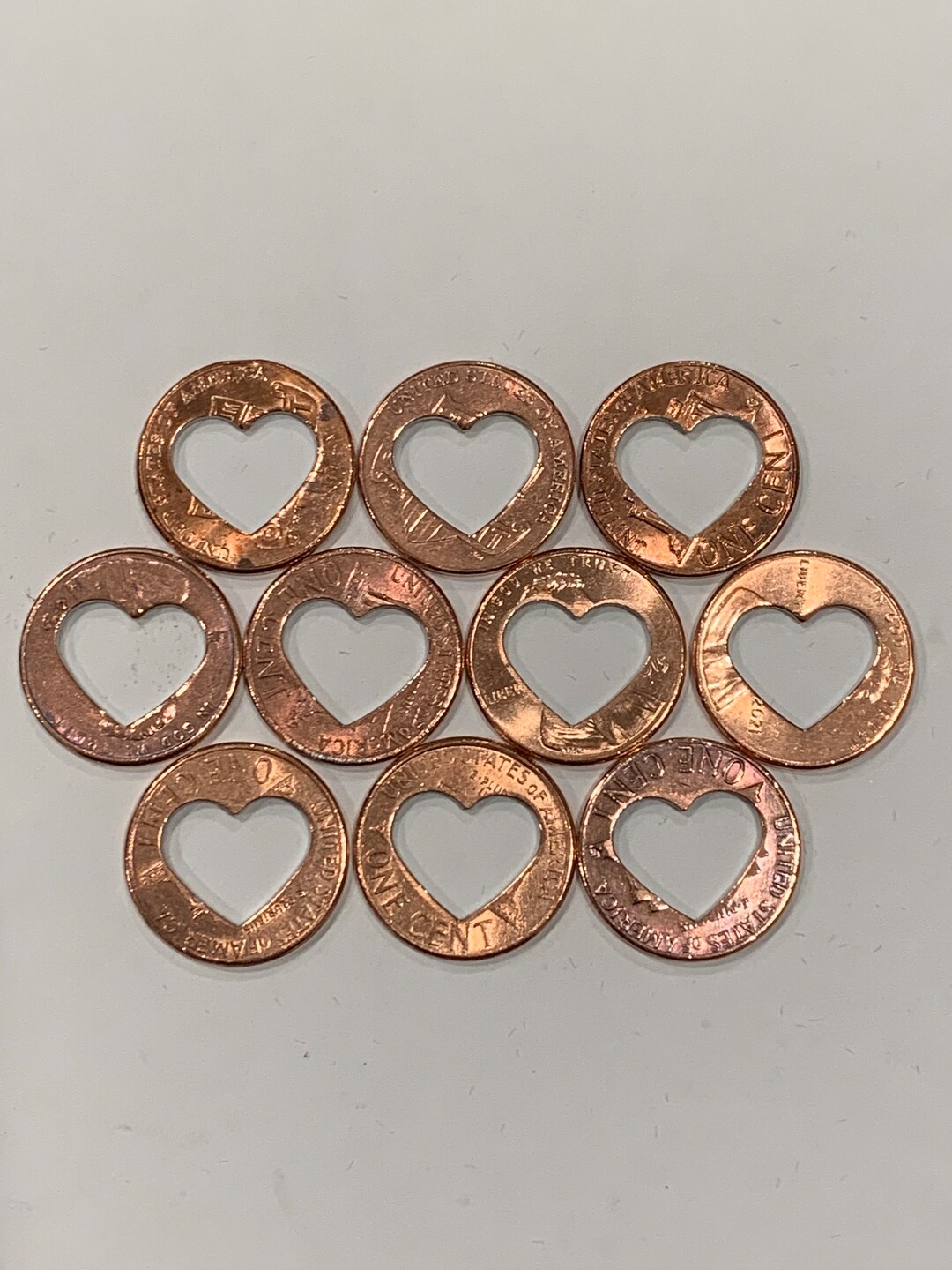 10 Heart Cut Pennies With Heart Cut Out Penny Pennys From Heaven Lucky ...