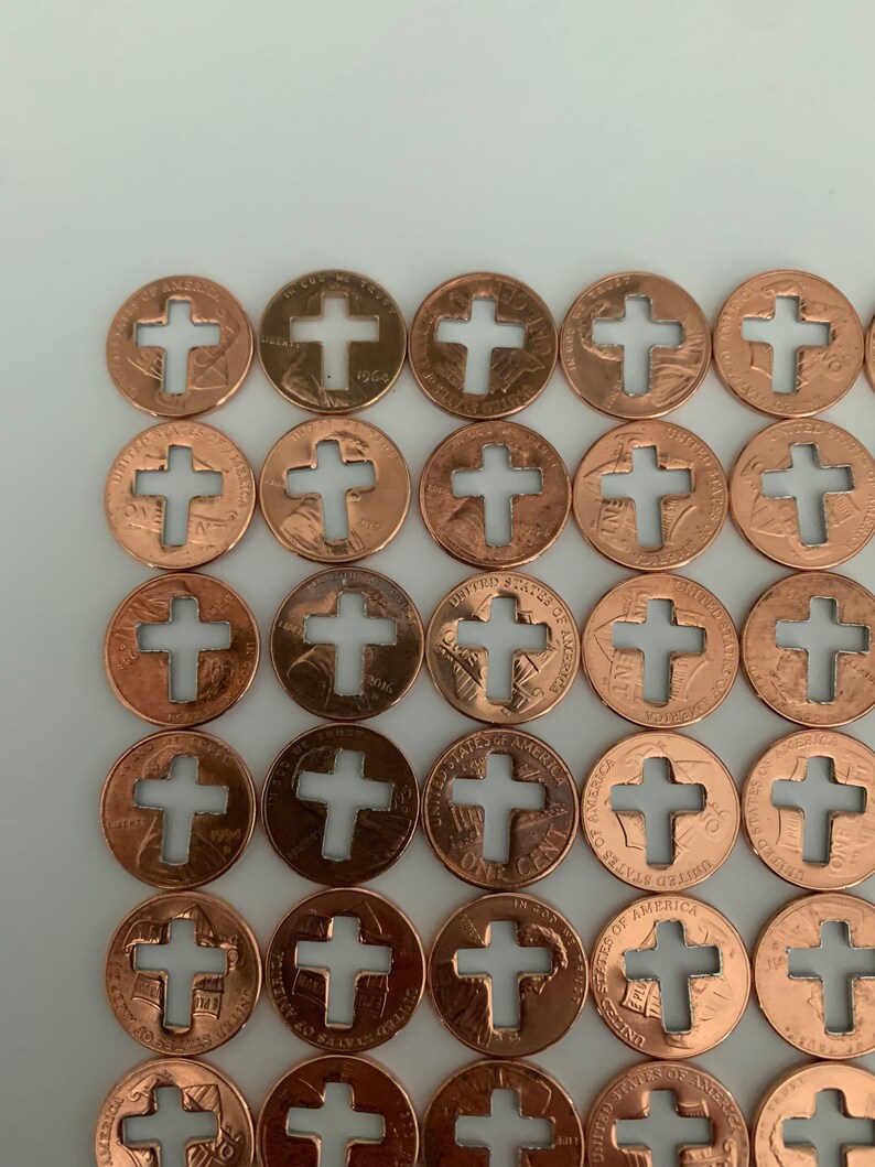 50 Cross Cut Pennies With Cross Cut Out Penny Pennys From - Etsy