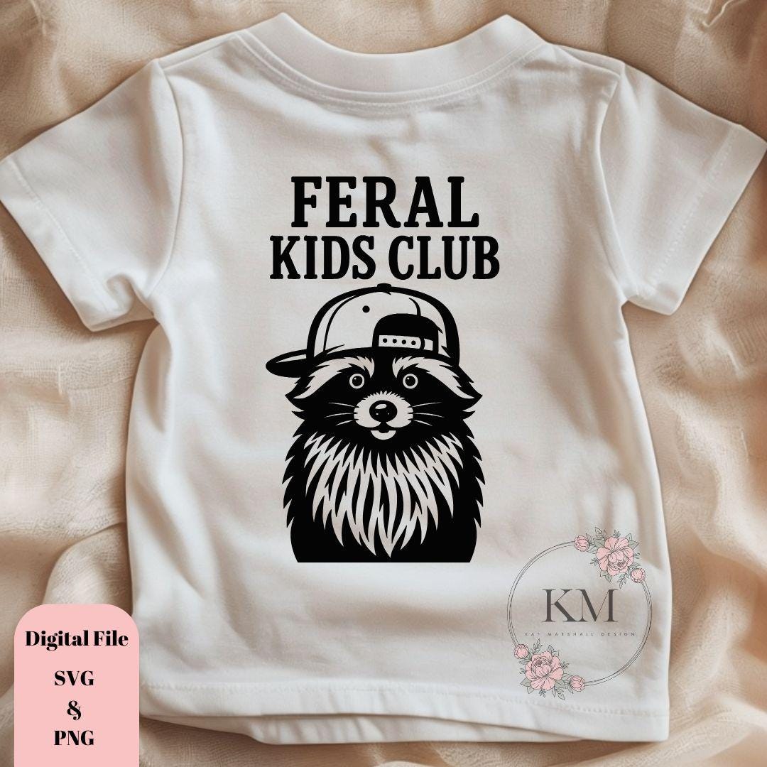 Feral Kids Club SVG | Funny Raccoon Wild Child Design | Trash Panda ...