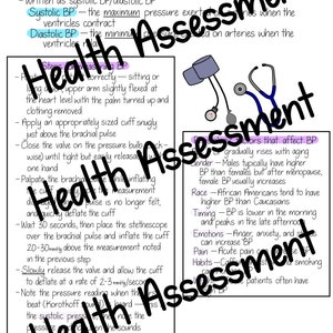 Health Assessment & Vital Signs - Nursing Study Guide - Etsy