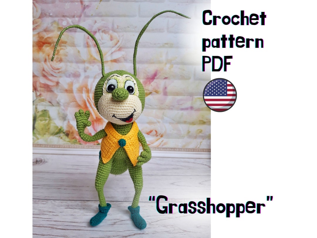 Crochet Grasshopper Amigurumi Pattern: Easy Insect Toy (PDF Tutorial ...