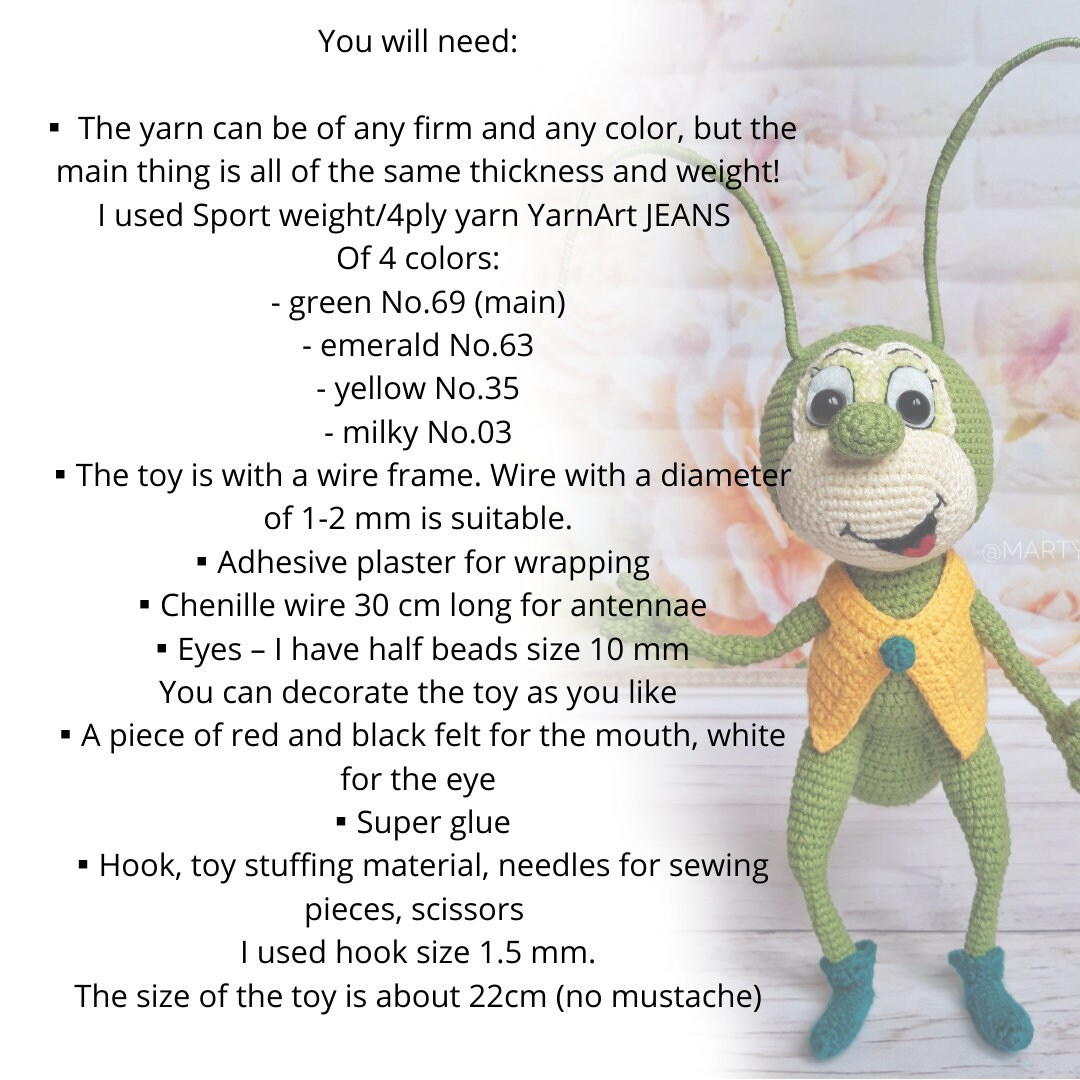 Crochet Grasshopper Amigurumi Pattern: Easy Insect Toy (PDF Tutorial ...