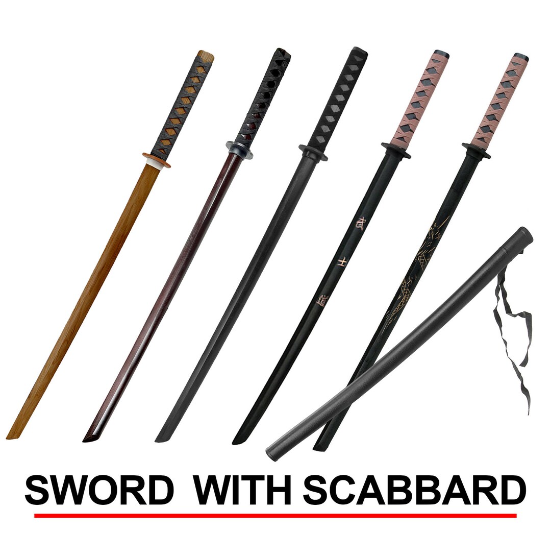 Bokken With Plastic Scabbard Black Wooden Marron Natural Sword Wooden ...