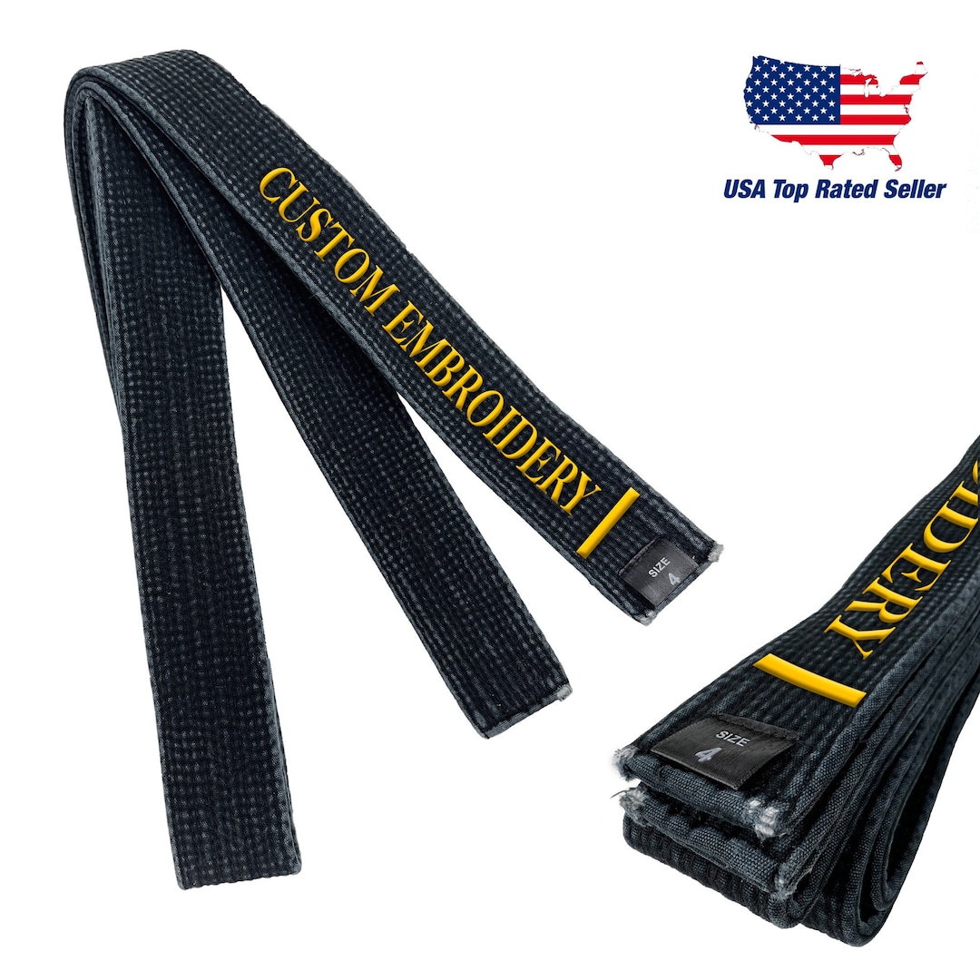 Martial Arts Vintage Black Belt Embroidered Custom Belts Karate ...