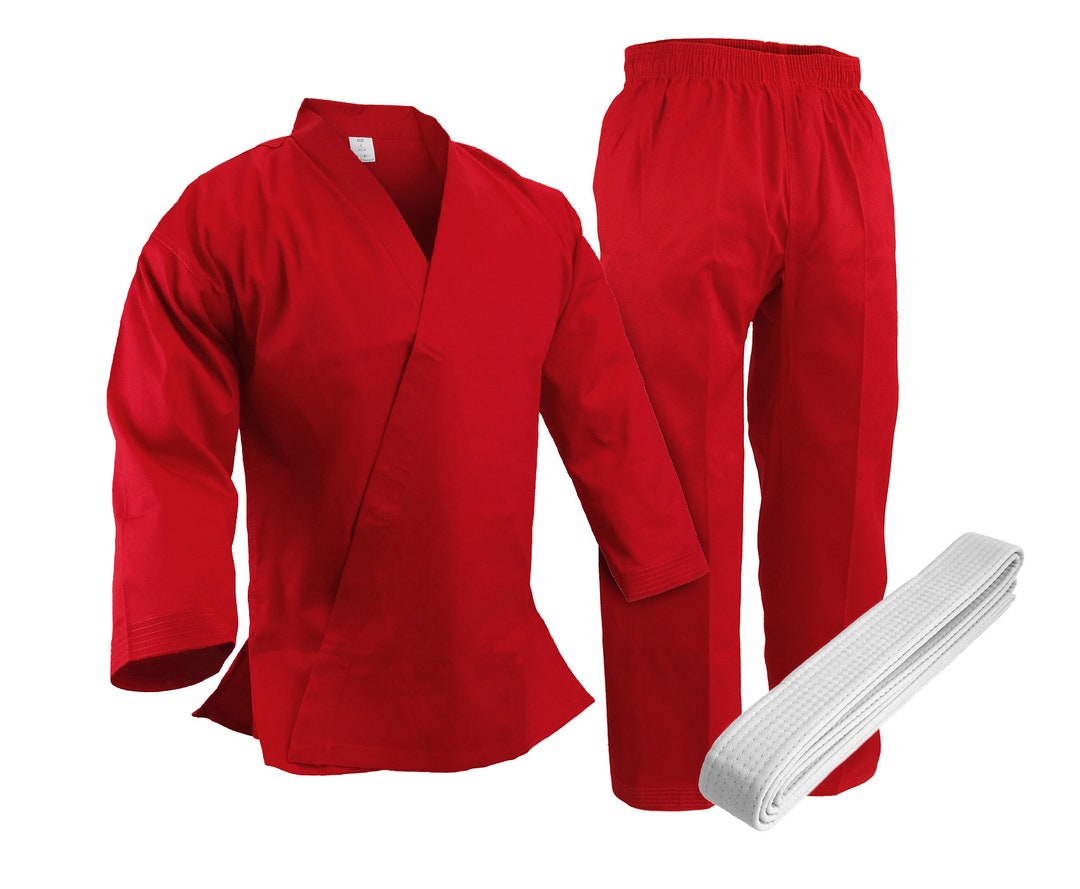 Red Karate Uniforms Gi, Martial Arts Lightweight Open Top Karate Kimono ...