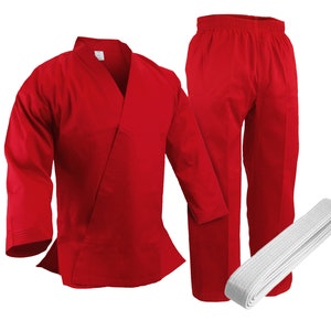 Red Karate Uniforms Gi, Martial Arts Lightweight Open Top Karate Kimono ...