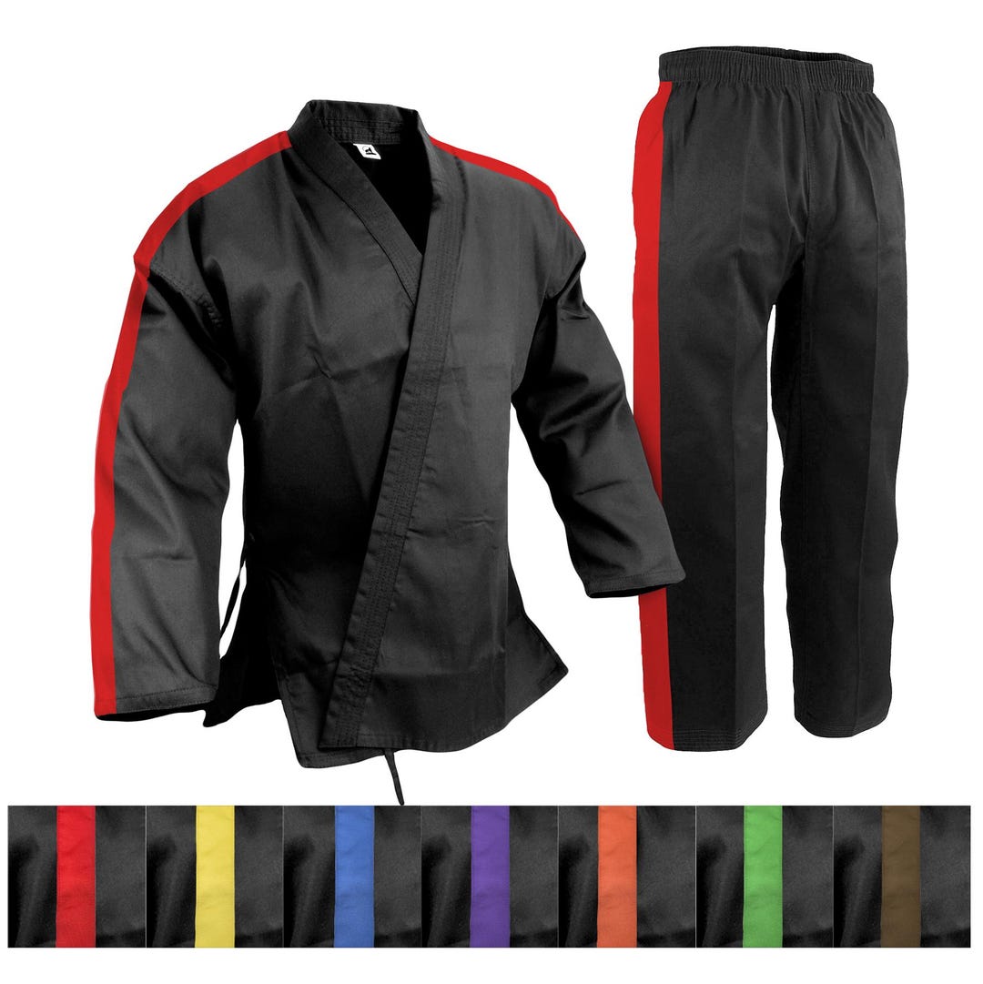 Trimmed Black Uniform Gi With Color Stripe Karate Tang Soo Do ...