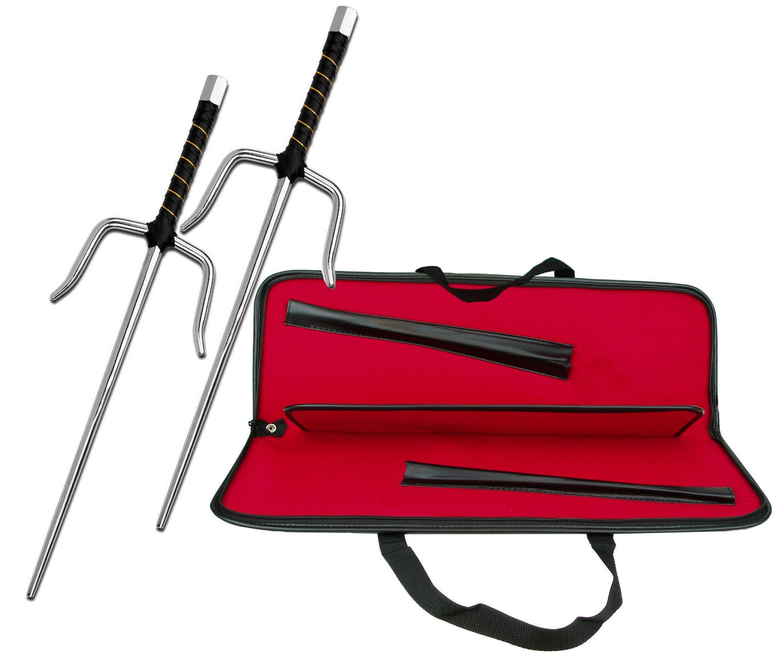 Metal Sai Martial Arts Weapon, Chrome or Black pair With Carrying ...