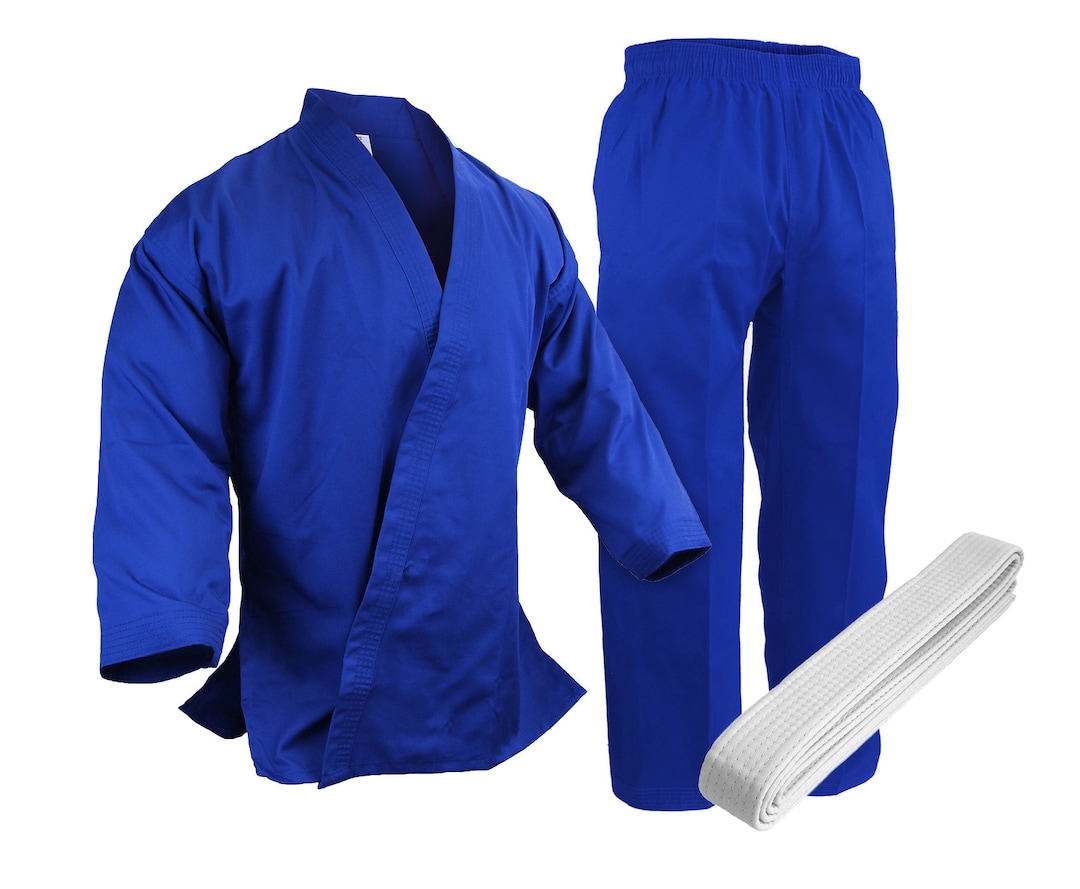 Blue Karate Uniforms Gi, Martial Arts Lightweight Open Top Karate ...
