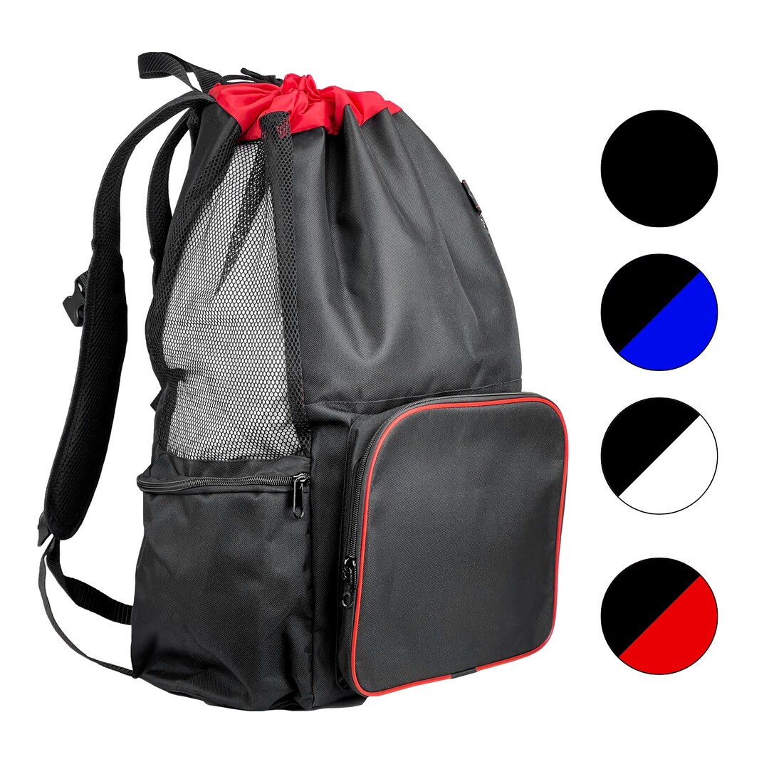 Elite Backpack Black Red Mesh Sides Sport Gym Bag Spacious Training ...