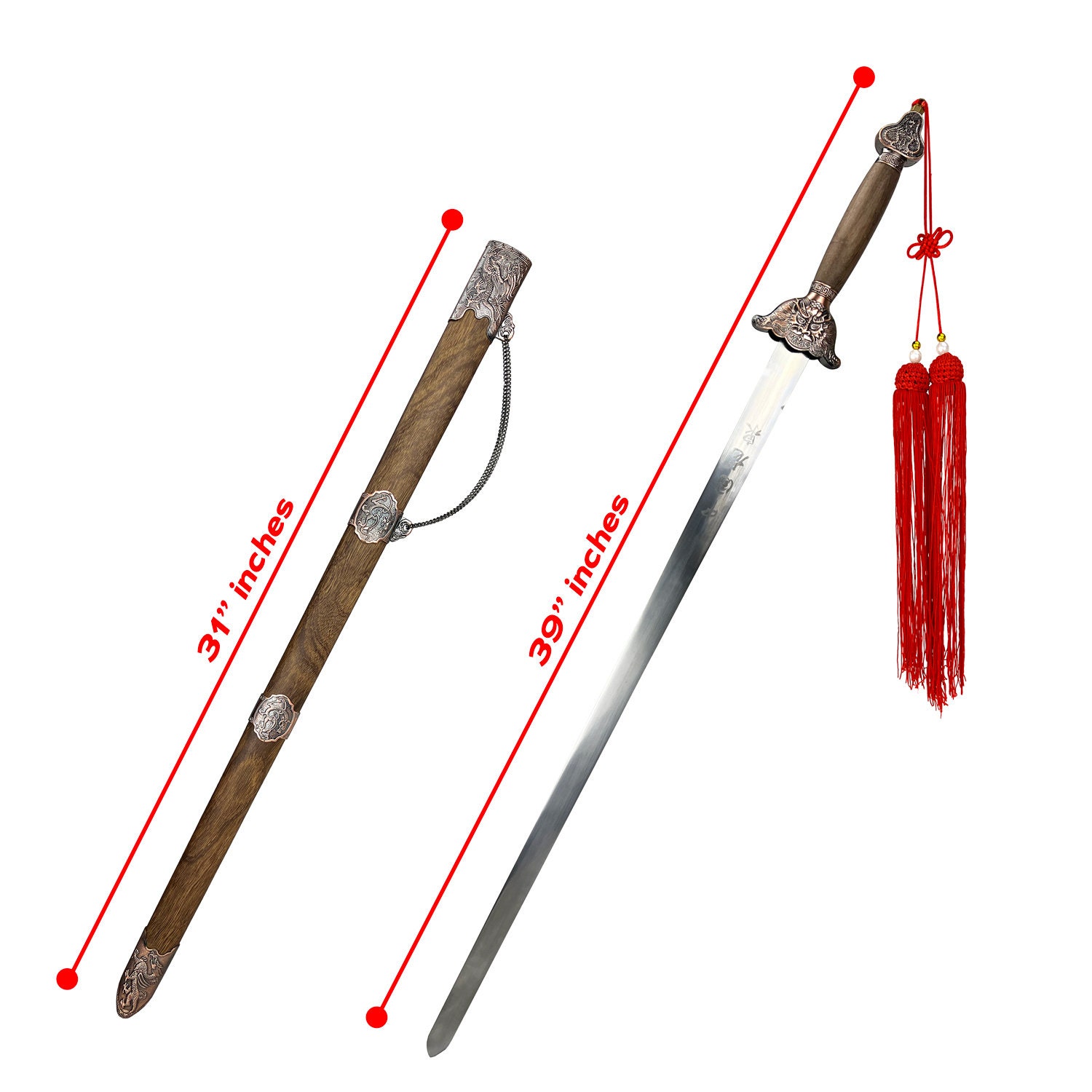Tai Chi Stainless Steel Sword With Scabbard Martial Arts Kung Fu ...