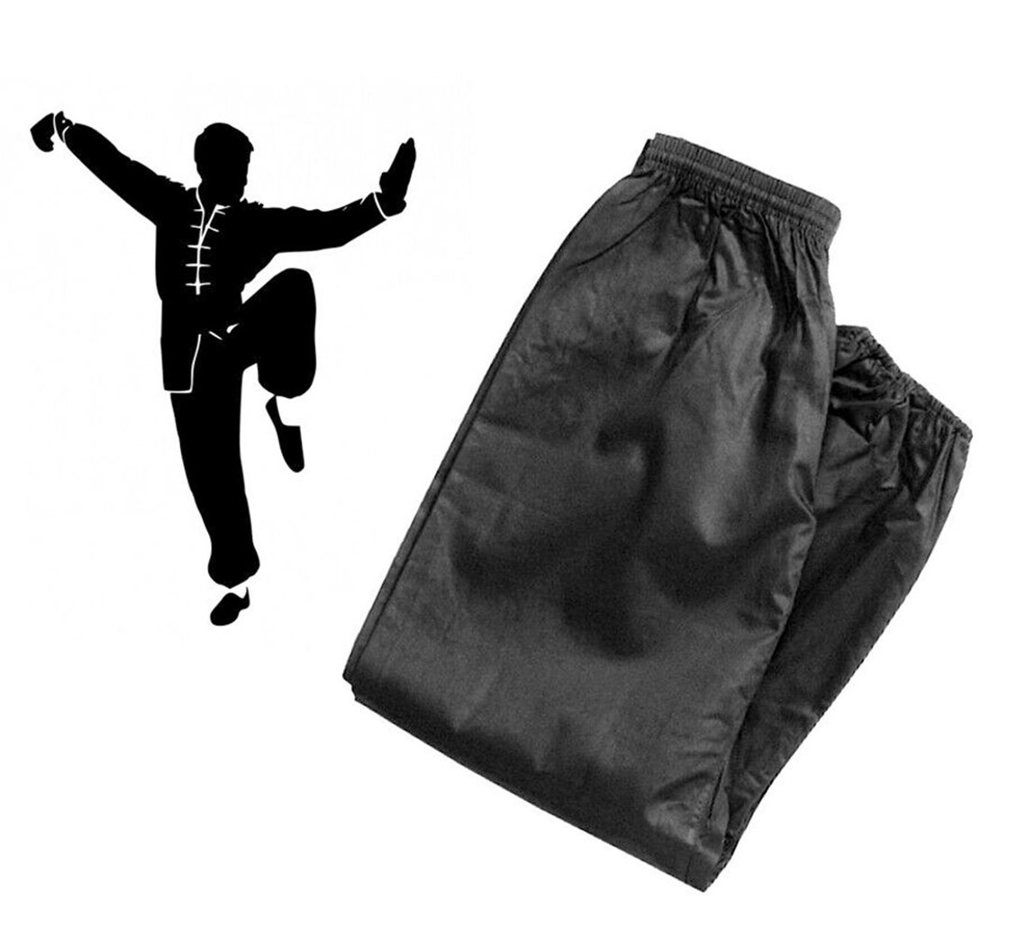 Kung Fu Uniform Tai Chi Uniform Shaolin Black W/ White Knot Cord Frogs ...